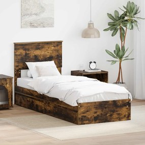 Postel s úložným prostorem se zásuvkou Kouřový dub 75 x 190 cm 3410851