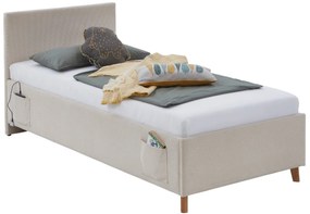 OnaDnes -20% Béžová manšestrová postel Meise Möbel Cool 140 x 200 cm s úložným prostorem