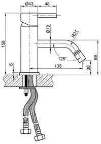 Sapho, MINIMAL stojánková bidetová baterie bez výpusti, nerez, MI003