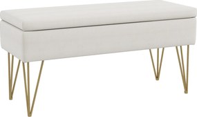 HOMCOM Úložná lavice, čalouněná lavice, vzhled lnu, postelová lavice se železnými nohami, do ložnice, obývacího pokoje, chodby, 100 x 40 x 49 cm, krém