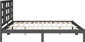Rám postele šedý masivní dřevo 200 x 200 cm 3105427