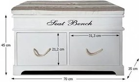 Dřevěná lavice s polštářem SEAT BENCH 1 NEW, bílá