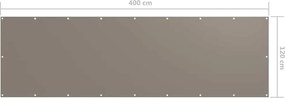 Balkónová zástěna taupe 120 x 400 cm oxfordská látka 134993