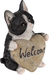 Dekorativní soška koťátka se srdcem Welcome - 12*9*15 cm