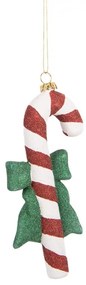 Červeno-bílá vánoční ozdoba třpytivá cukrová hůlka Candy Cane – 8x3x17 cm
