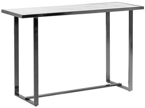 Skleněný konzolový stolek efekt bílého mramoru / stříbrná PLANO Beliani