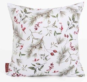 MK Lůžkoviny Vánoční povlak na polštář Velvet 40 x 40 cm - Cesmíny bílé