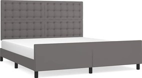 Rám postele s čelem šedý 160x200 cm umělá kůže 3125583