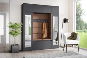 Eka Předsíňová stěna s čalouněnými panely Trinity 32 - Grafit / Hnědá 2307