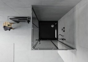 Mexen Rio, čtvercový sprchový kout s posuvnými dveřmi 80 x 80 cm, 5mm šedé sklo, chromový profil + černá sprchová vanička, 860-080-080-01-40-4070