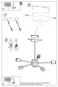 Sollux SL.1022 - Lustr na tyči LANGO 5xE27/60W/230V černá