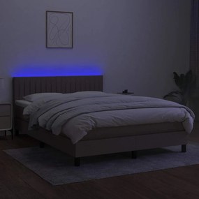 Box spring postel s matrací a LED taupe 140x190 cm textil 3133313