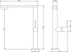 Gamma Nook Pro, vysoká dřezová baterie h-293, černá matná, GMA-BNKP-BK
