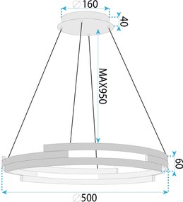 Toolight Rea, Stropní svítidlo G127-CP 50cm GOLD, OSW-02619