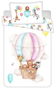 JERRY FABRICS Povlečení do postýlky Zvířátka Flying balloon Bavlna, 100/135, 40/60 cm