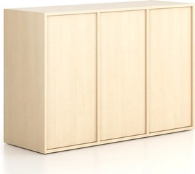 Kancelářská skříň FRAME, nízká, 3 dveře, 1299 x 450 x 881 mm, PUSH-lock, bříza