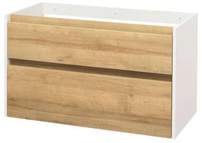Mereo, Opto, koupelnová skříňka 101 cm, bílá/dub Riviera CN932S