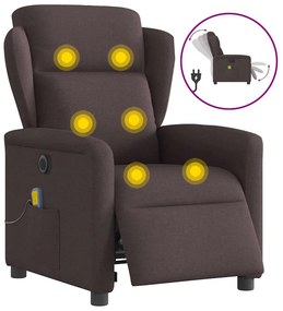 Elektrické masážní polohovací křeslo tmavě hnědé textil 3303129