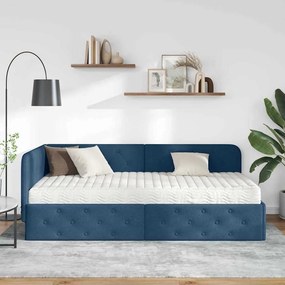 Rohový rám postele Modrá 90 x 190 cm textil 3394044
