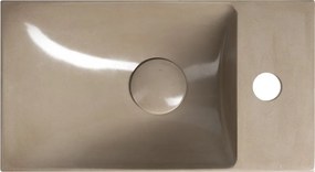 Sapho Agos betonové umývátko 40 x 22 cm s otvorem pro baterii bez přepadu levé/pravé písková lesk AS40014