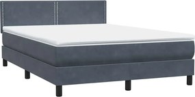 Box spring postel s matrací a LED tmavě šedá 160x210 cm samet 3316792