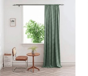 Zatemňovací závěs LOOM VELVET 140x250 cm, zelený Zavěšení: Řasící páska