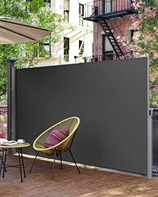 Boční sluneční clona, vysouvací, 180 x 400 cm, antracit