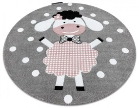 Dywany Łuszczów, Dětský kusový koberec Petit Dolly sheep grey kruh, 120x120 (průměr) kruh, růžová, dětský pokoj