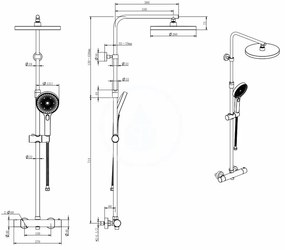 kielle Oudee Sprchový set s termostatem, 260 mm, 3 proudy, chrom ki_20602010