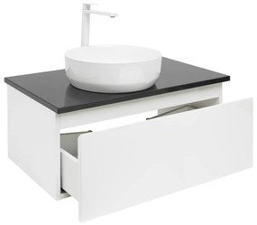 Koupelnová skříňka s umyvadlem a kamennou krycí deskou SAT B-Way 79x30x45 cm bílá lesk BWAY80WTKUB