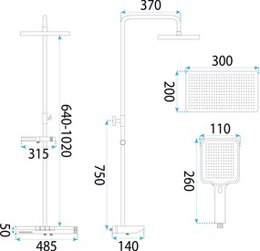 Rea Pedro, sprchový set s termostatem, černá matná, REA-P0897