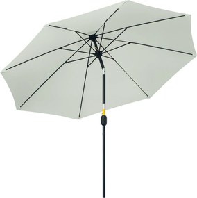 Zaoblený slunečník Outsunny s naklápěním ve 3 úhlech s kličkou, venkovní slunečník se 8 hliníkovými žebry a polyesterem 180 g/㎡, na zahradu, terasu a