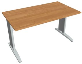 Stůl pracovní rovný 140 cm - Hobis Cross CS 1400 Dekor stolové desky: olše, Dekor lamino podnože: bílá, Barva nohou: Stříbrná