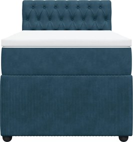 Box spring postel s matrací modrá 90 x 190 cm samet 3289924