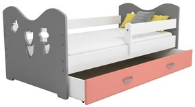 ImportWorld Dětská postel Magdaléna 80x160 B2, šedá/růžová + rošt a matrace