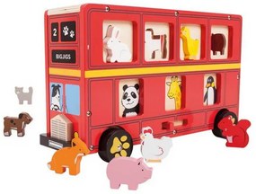 Bigjigs Toys Dřevěný autobus se zvířátky