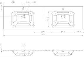 Sapho Sapho, LOREA skříňka s dvojumyvadlem 181x46x51,5cm (80+20+80cm), bílá matná, LE080-3131-04