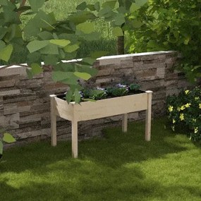 Outsunny Vyvýšená Městská Zahrada z Přirozeného Dřeva 122,5x56,5x76 cm - Vyvýšený Zahradní Stůl s Netkanou Textilií a 4 Odtokovými Otvory pro Rostlin…