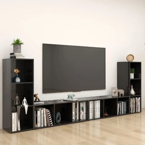 vidaXL TV skříňky 4 ks 107 x 35 x 37 cm dřevotříska [3080034] Barva: bílá a dub sonoma