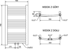 Mexen Ares koupelnový radiátor 700 x 400 mm, 189 W, zlatý - W102-0700-400-00-50