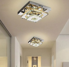 Toolight - LED křišťálová stropní lampa 8W čtvercová 30x30cm APP409-C, teplé světlo 3000K, OSW-65007