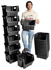 Prosperplast Dílenský úložný box se zkosenou hranou HEAVY DUTY, černý 40x38x28 L
