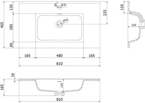 Mexen Orio, koupelnová skříňka 80 cm s umyvadlem Otis, 2 zásuvky, grafitová matná/bílá matná, 91A10-08047-2-BFF66-W18M01