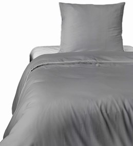 Detexpol Saténové povlečení 140x200 světle šedé s lemováním s jedním povlakem na polštář Mako Satin 62
