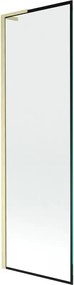 Mexen Next L, 1-křídlová vanová zástěna 60 x 150 cm, 6mm čiré sklo-černý vzor, ​​zlatý matný profil, 895-060-000-03-70-55