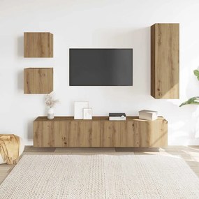 Sada 5 kusů nástěnné TV skříňka dub artisan kompozitní dřevo 3328998