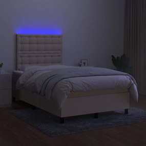 Box spring postel s matrací a LED krémová 120x190 cm textil 3270230