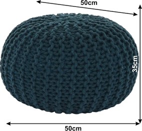Pletený taburet, bavlna / petrolejová, GOBI TYP 2 [0000205345]