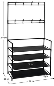 Kondela Věšák s botníkem, černá, TARAS