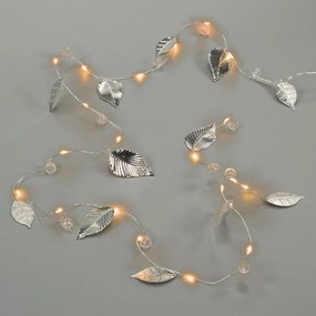 Nexos  86925 Osvětlení perly a stříbrné listy, 20 LED, teplá bílá